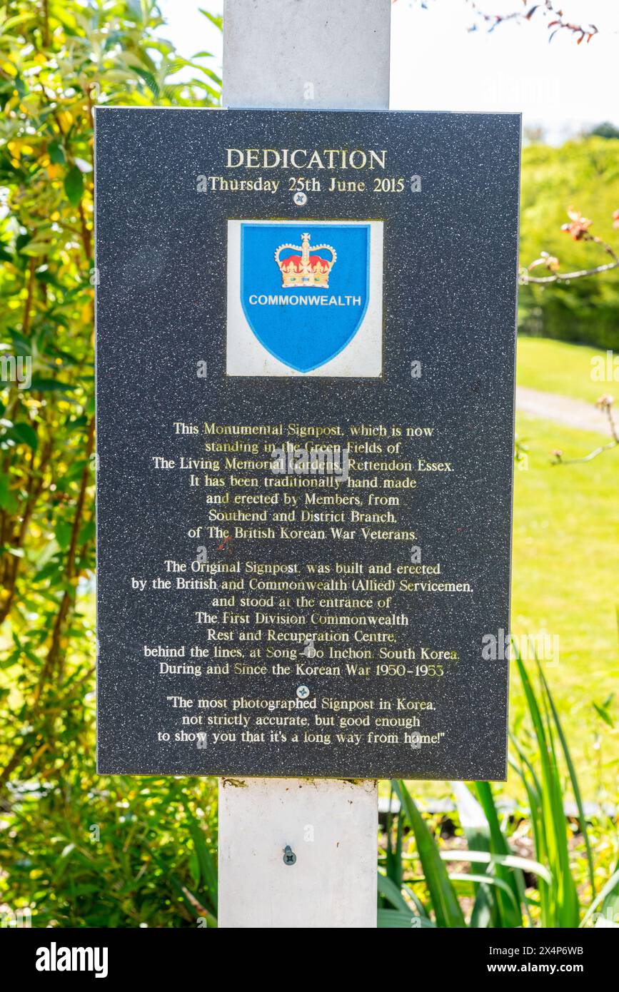Korean War memorial at the Living Memorial site of Whitehouse Farm ...