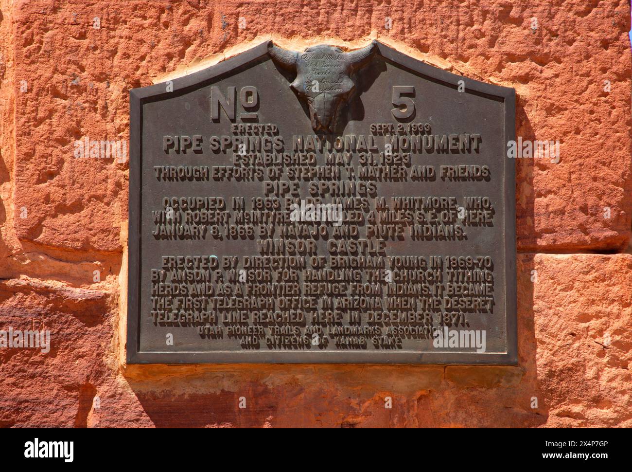 History plaque, Pipe Spring National Monument, Arizona Stock Photo - Alamy