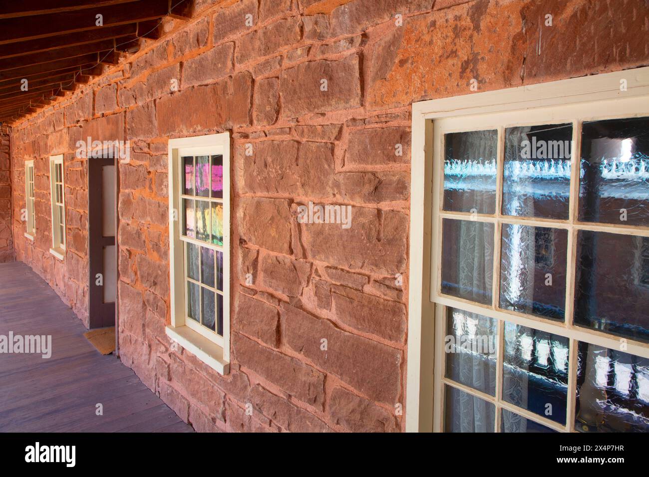 Winsor Castle porch, Pipe Spring National Monument, Arizona Stock Photo ...