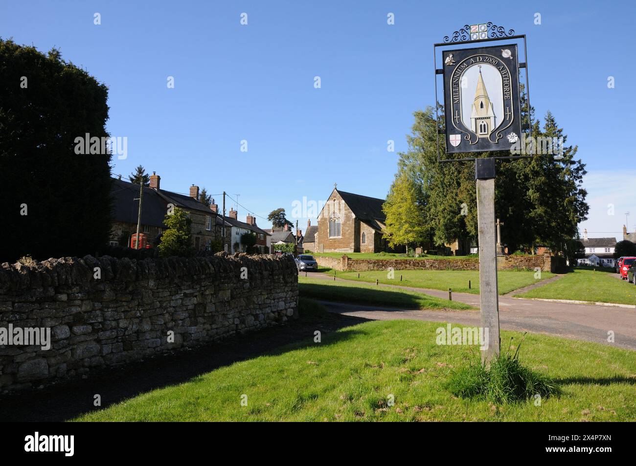 Village sign, Abthorpe, Northamptonshire Stock Photo - Alamy