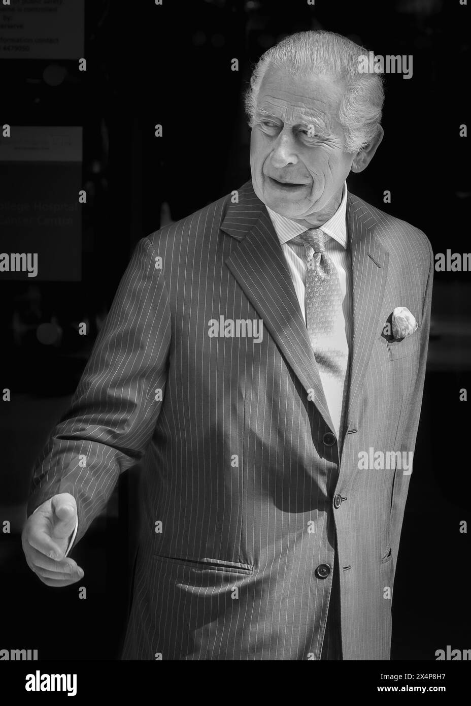 King Charles III, monarch of the United Kingdom, monochrome close up ...