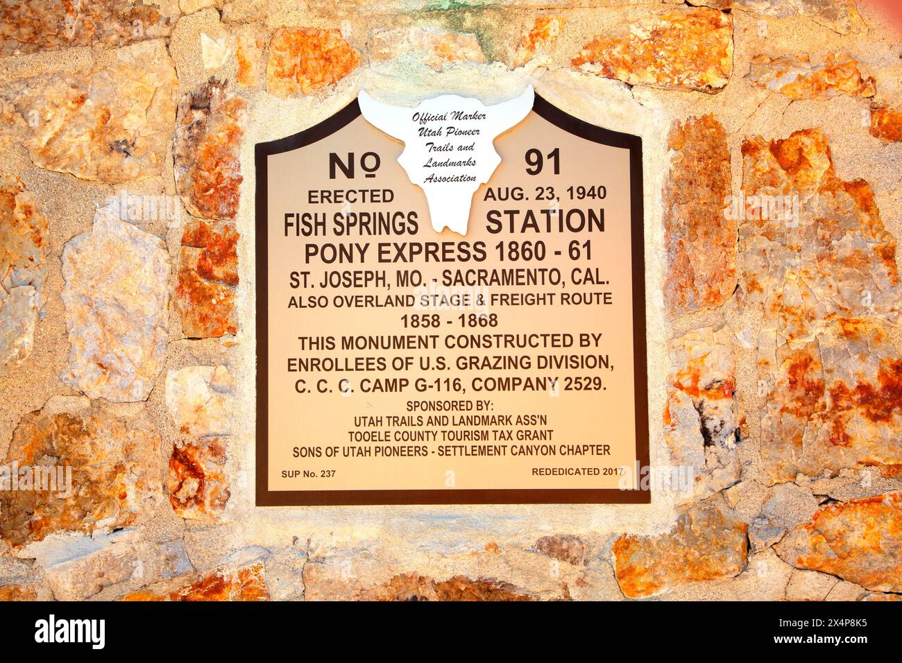 Fish Springs Station monument plaque, Pony Express National Back ...