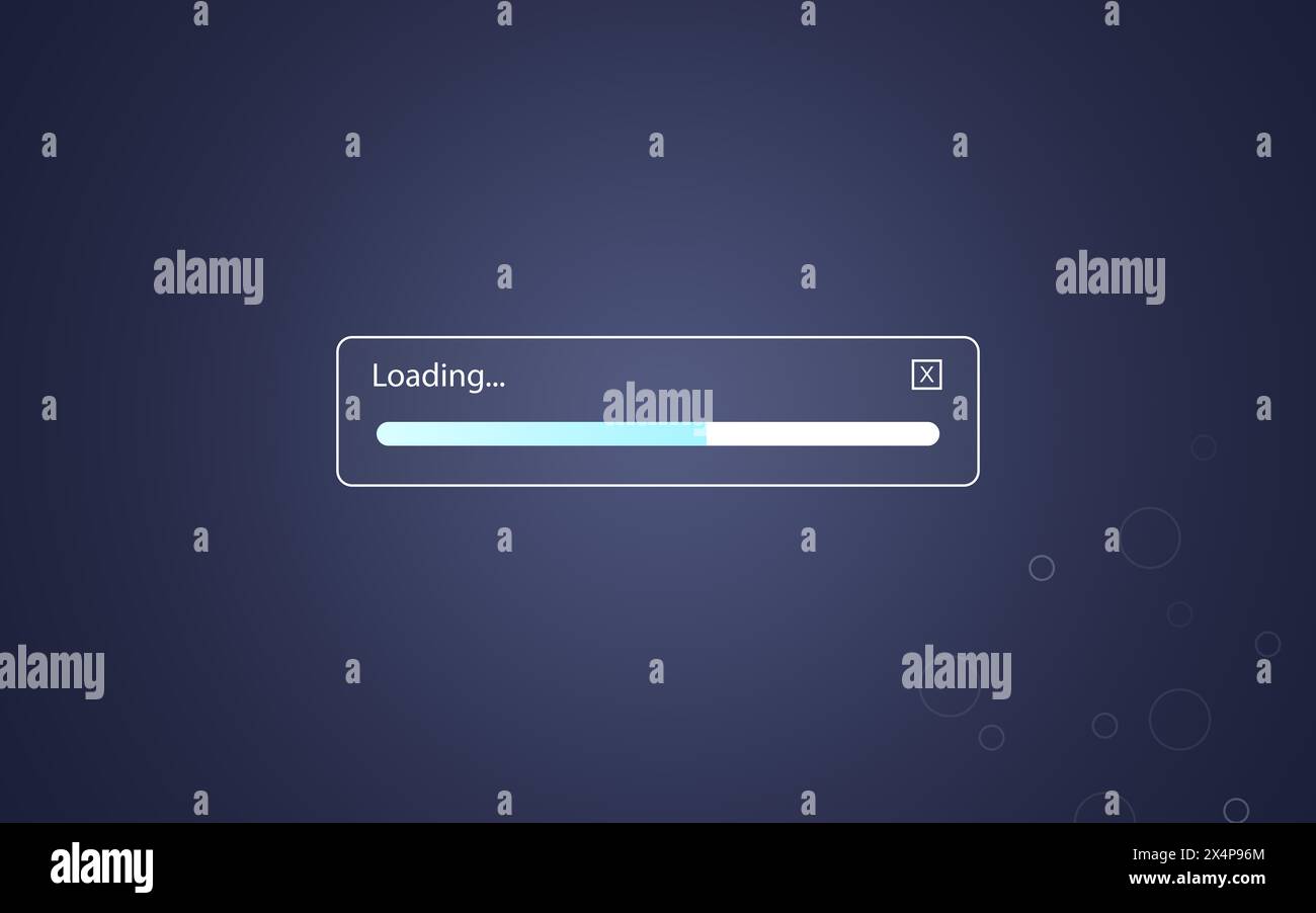 Loading progress screen. Illustration on dark blue background Stock ...