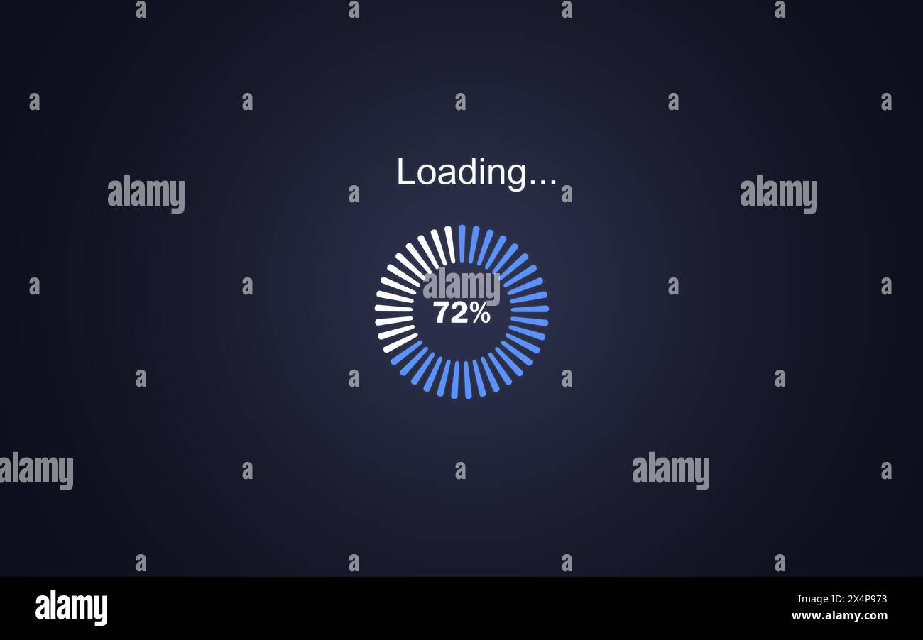 Loading progress screen. Illustration on dark blue background Stock ...