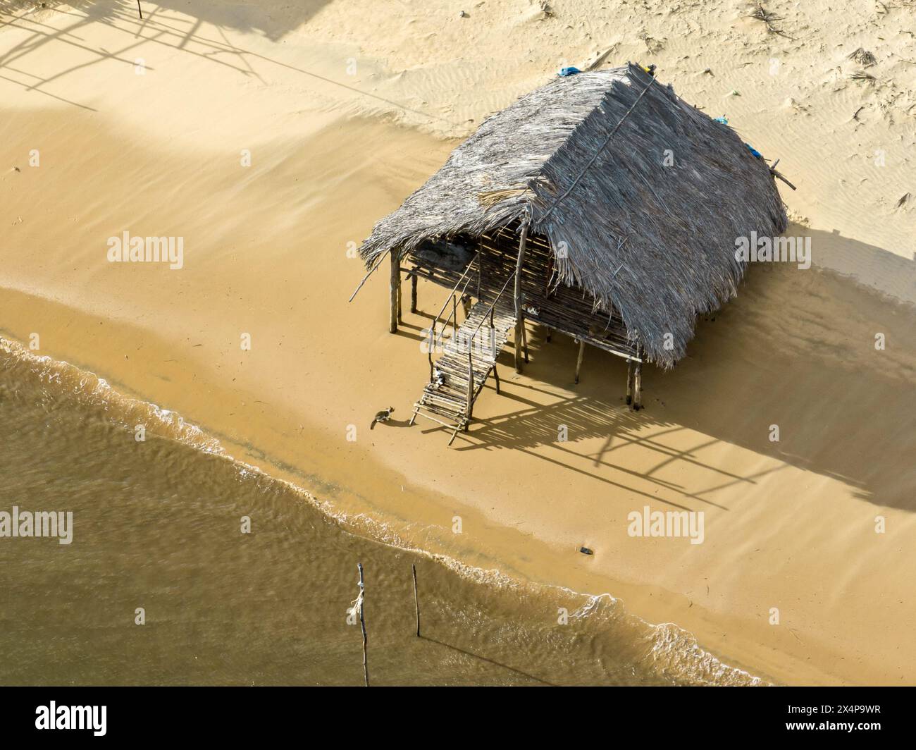 Aerial view of Parque da Dunas - Ilha das Canarias, Brazil. Huts on the ...
