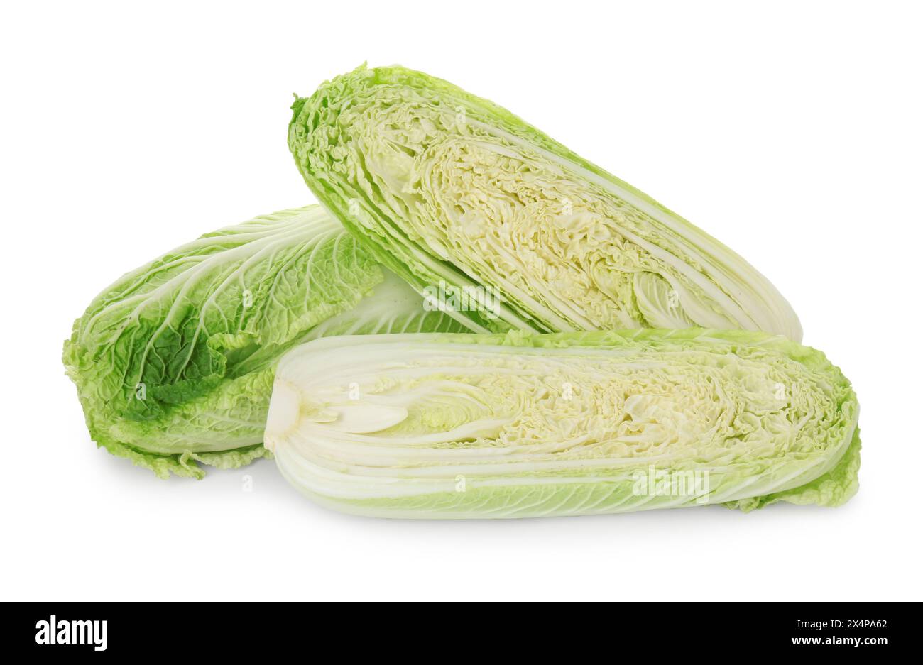 Fresh whole and cut Chinese cabbages isolated on white Stock Photo - Alamy