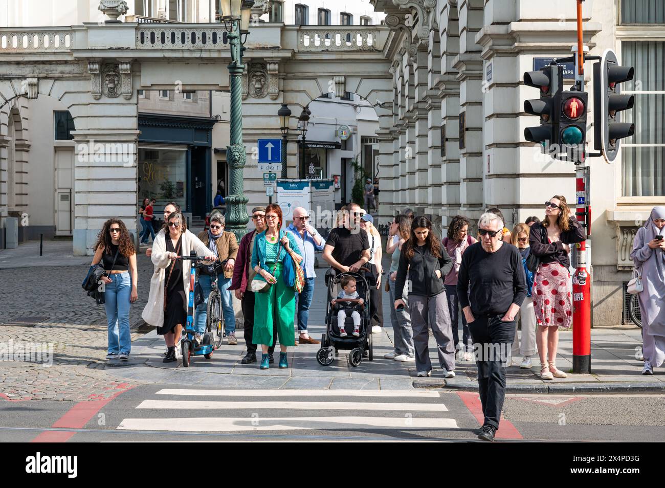 Brussels Capital Region, Belgium - May 1, 2024 - Crowd of pedestrians ...