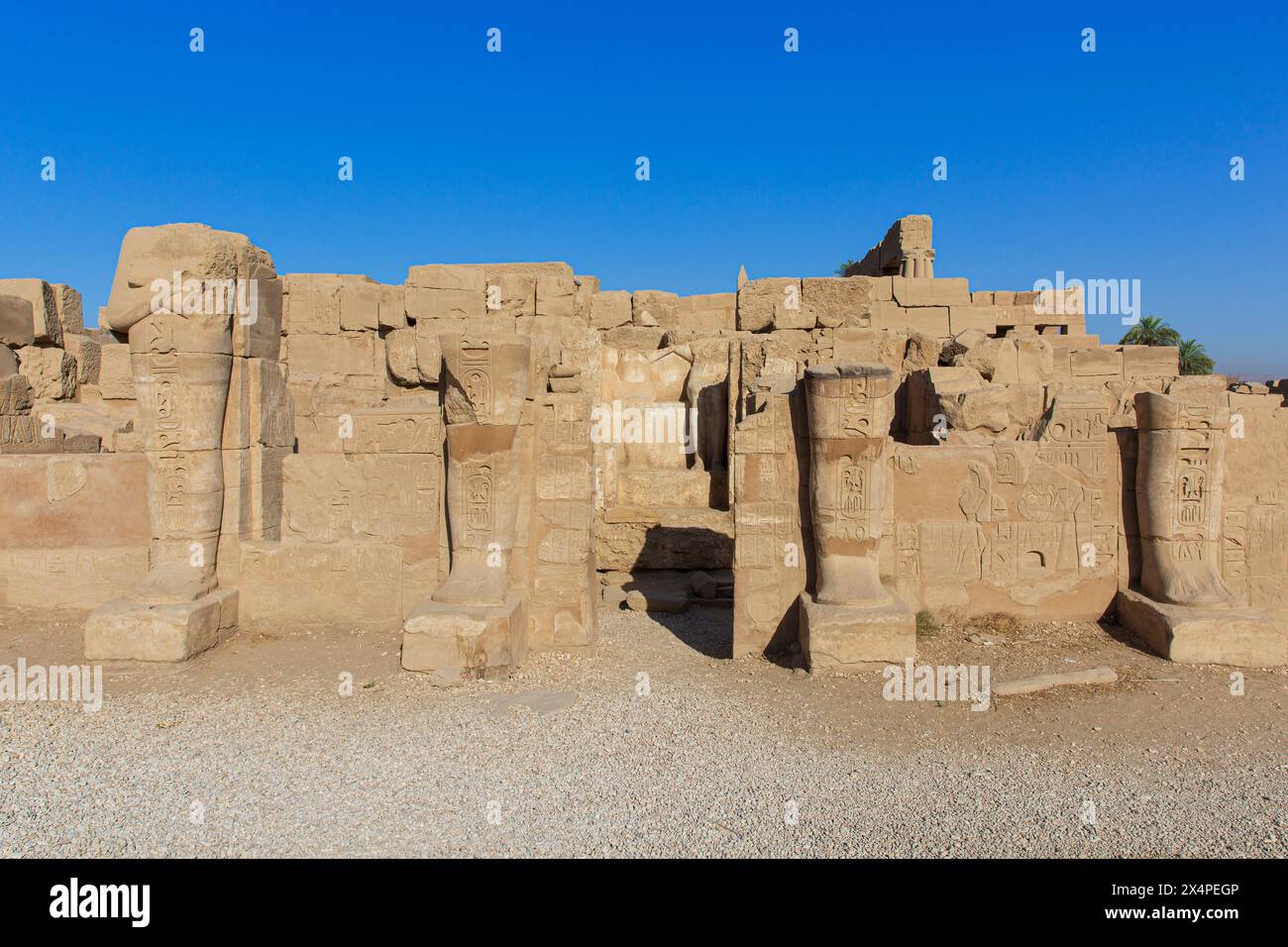 Headless Osiride statues of the Egyptian pharao Ramesses II at the ...