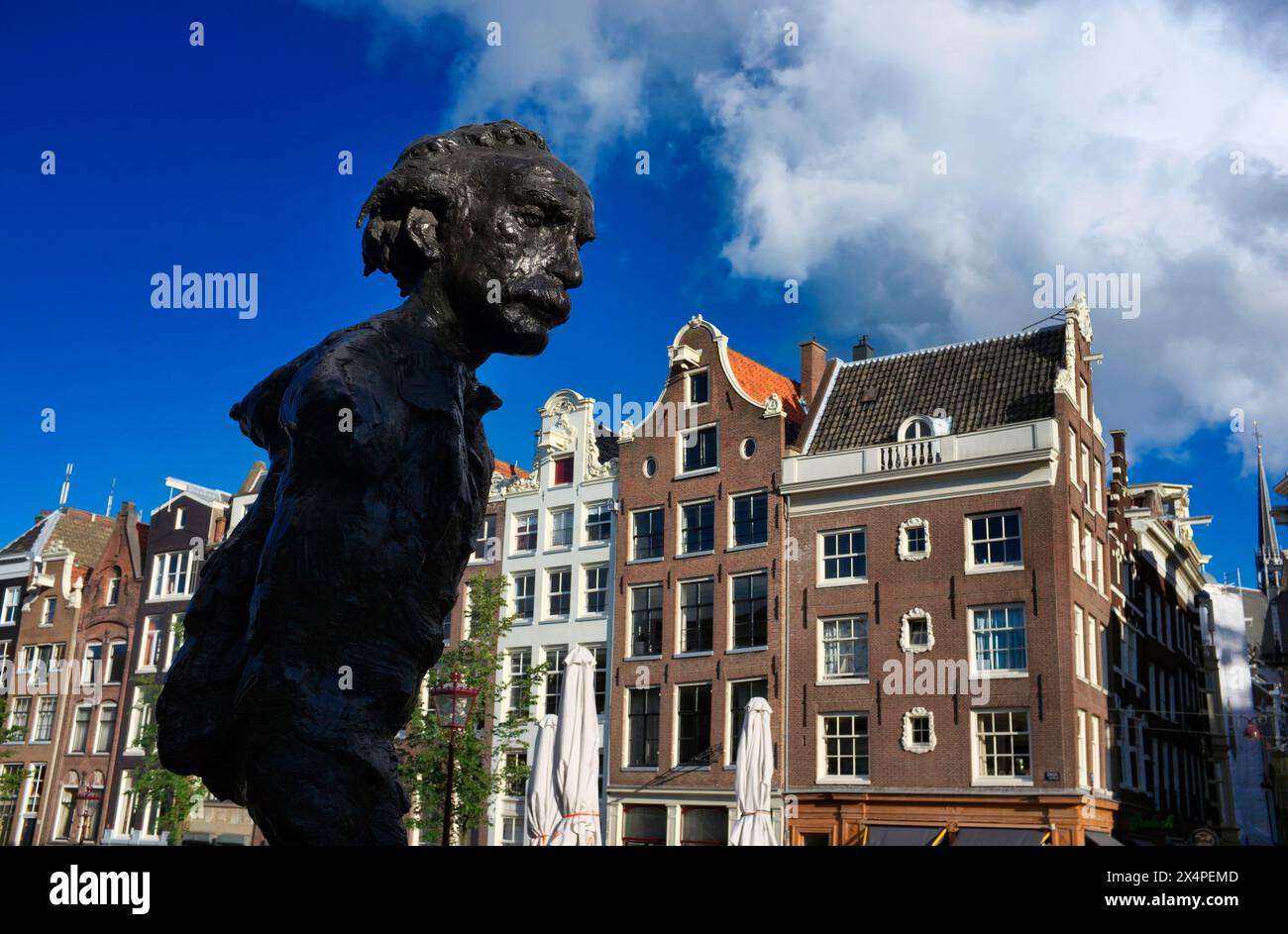 Holland, Amsterdam, the statue of Multatuli, famous dutch poet, and old ...