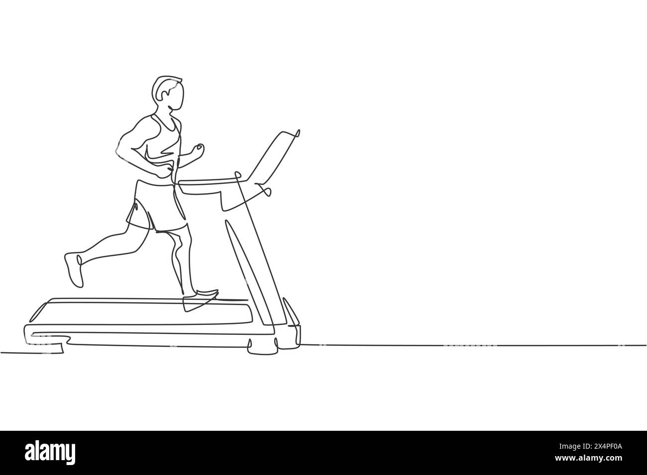 Single continuous line drawing of young sportive man training speed run ...