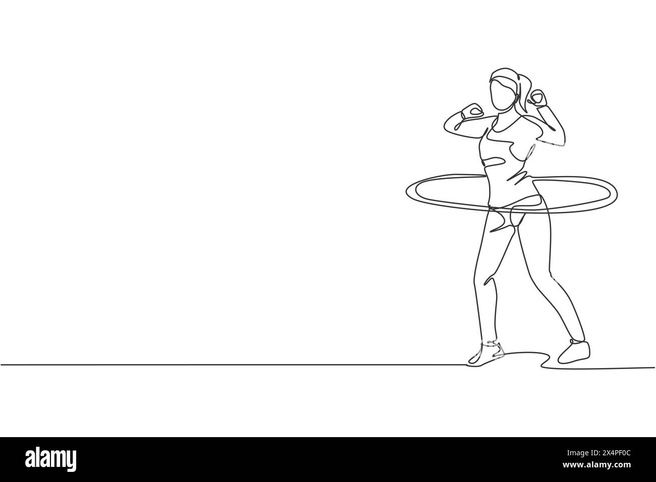 Single continuous line drawing of young sportive woman happy training ...