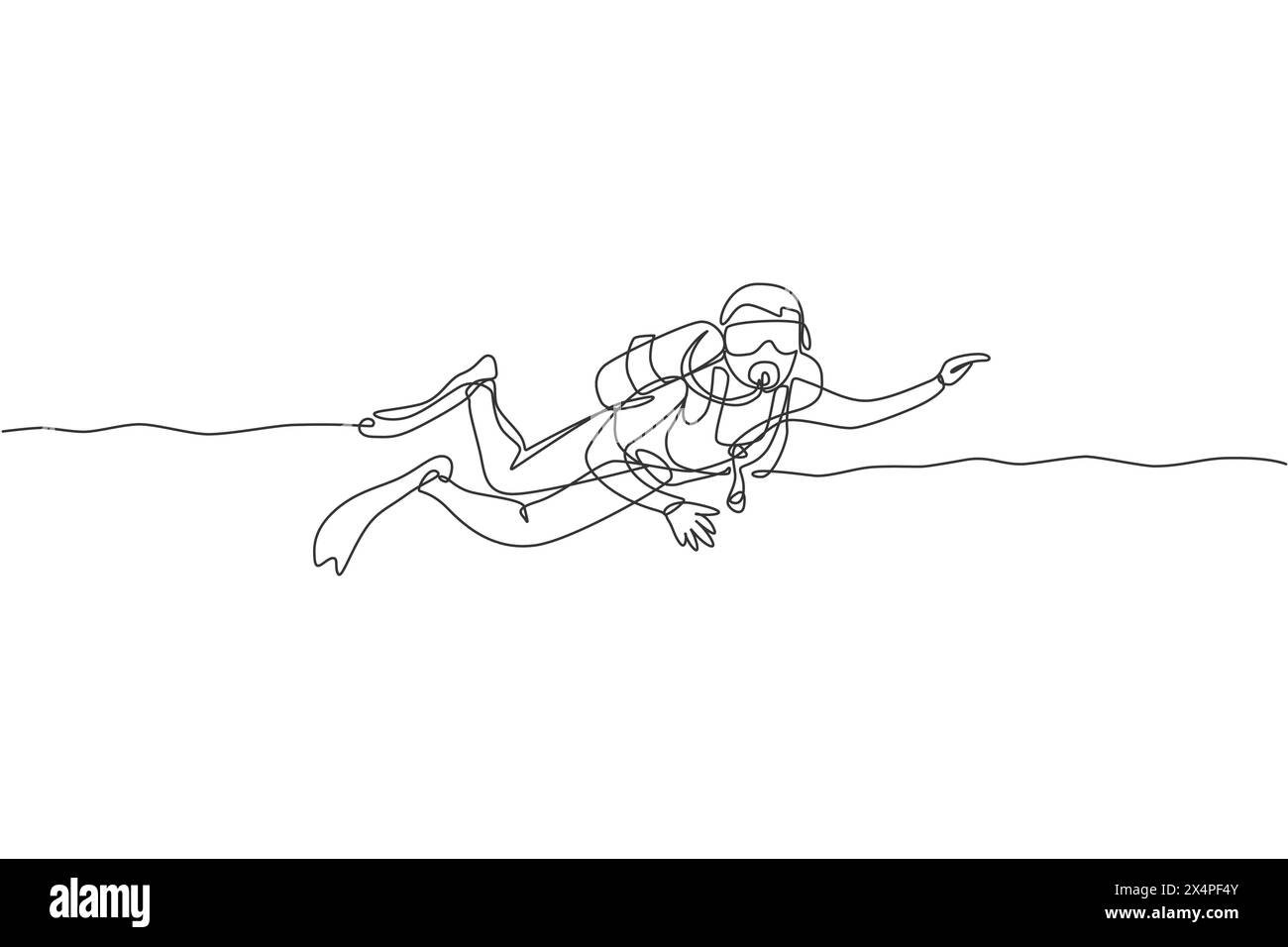 Single continuous line drawing of young sportive man swimming on sea ...