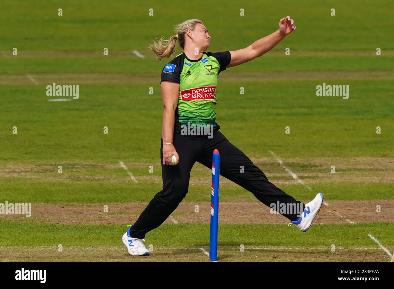 Bristol, UK, 4 May 2024. Western Storm's Danielle Gibson bowling during ...