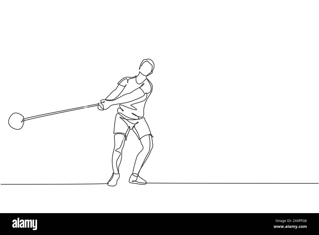 Single continuous line drawing of young sportive man practice to ...