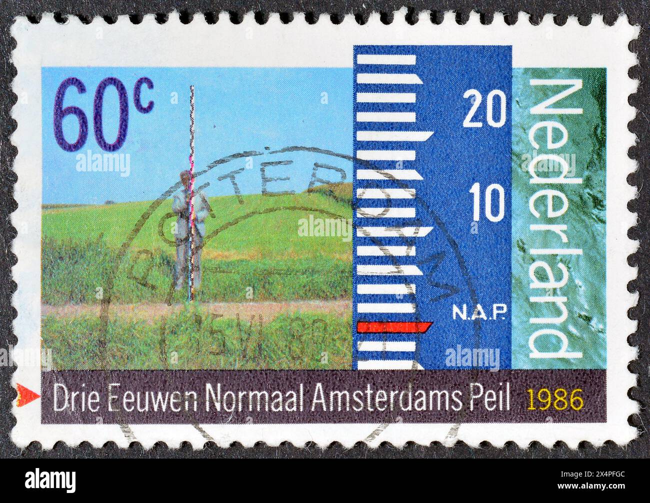 Cancelled postage stamp printed by Netherlands, that celebrates 300th ...