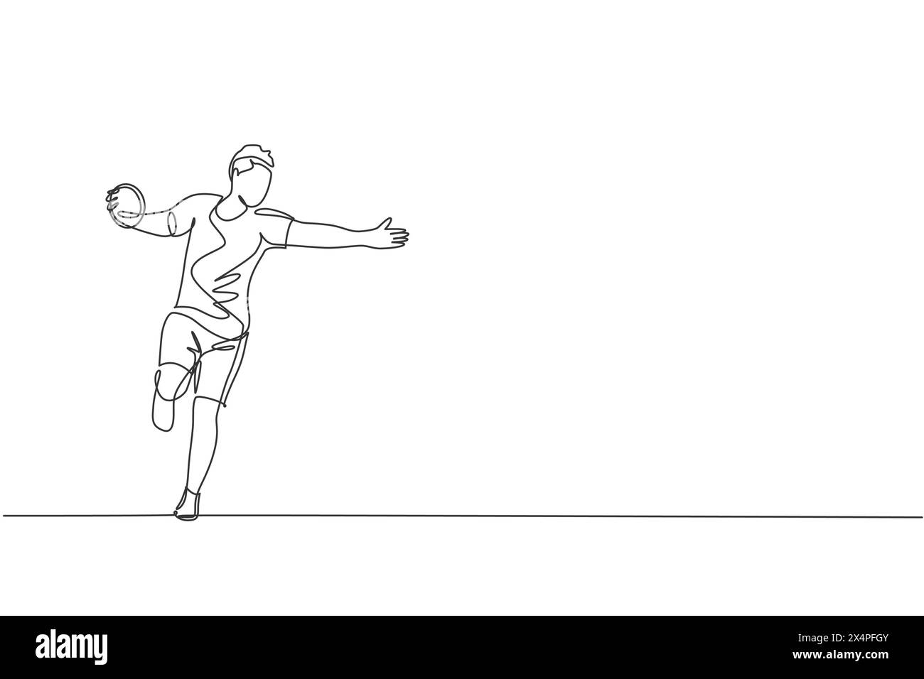 One continuous line drawing of young sporty man exercise to focus while ...