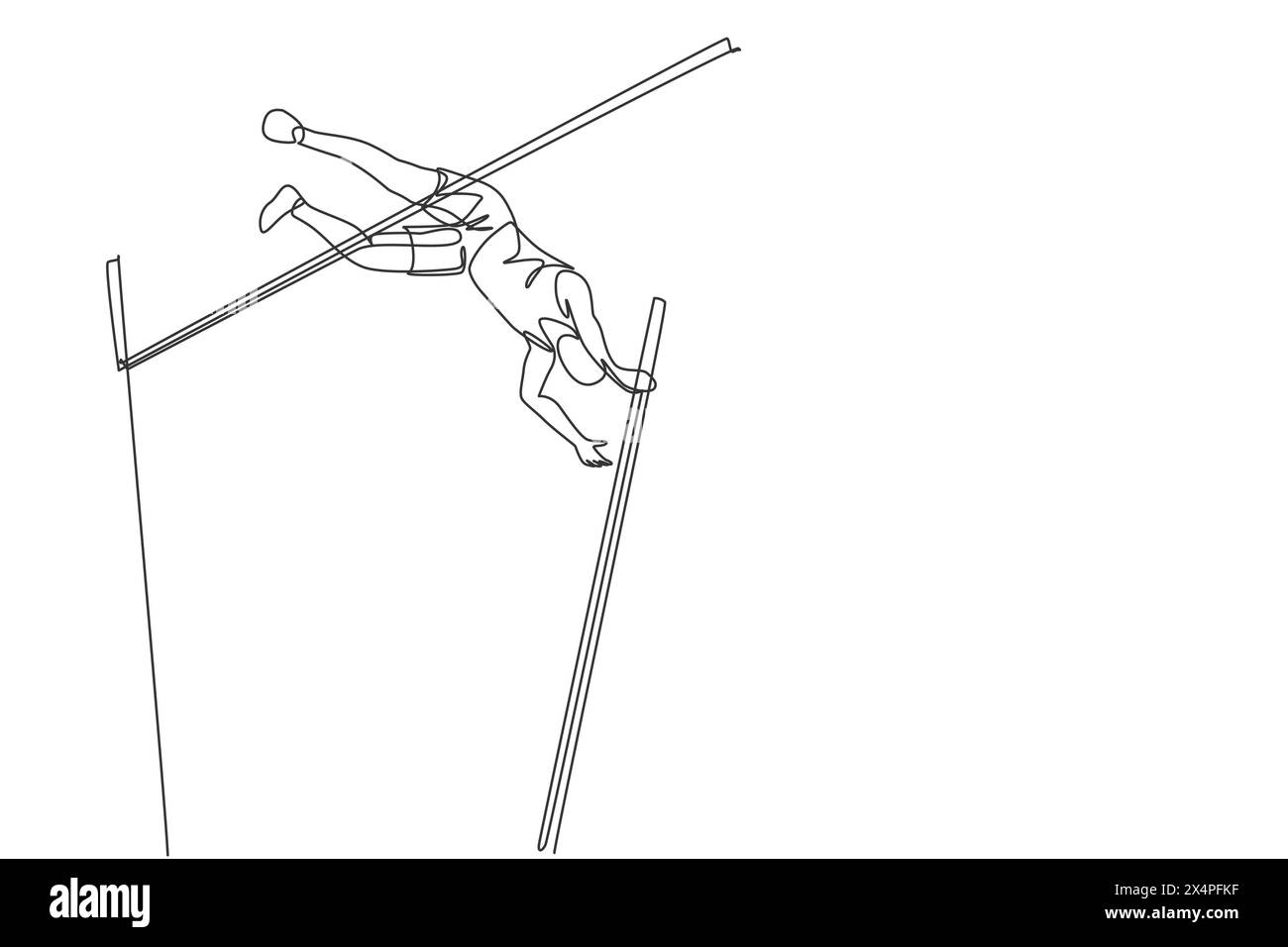 One continuous line drawing of young sporty man practicing to pass pole ...