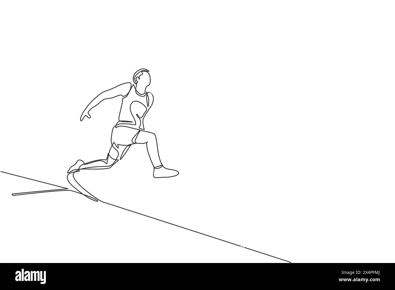One single line drawing of young sporty man exercise running before ...