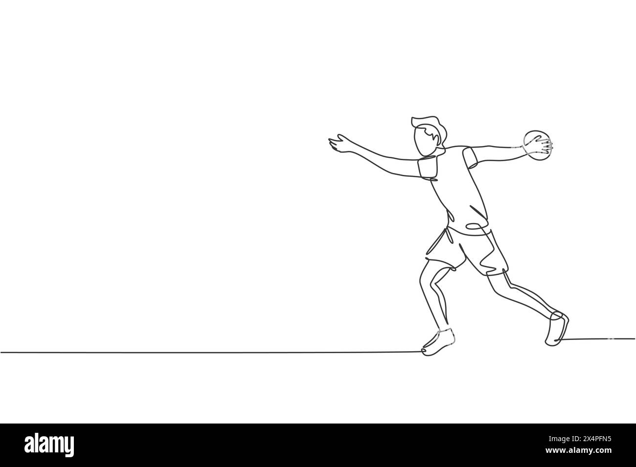 Single continuous line drawing of young sportive man practice to swing ...
