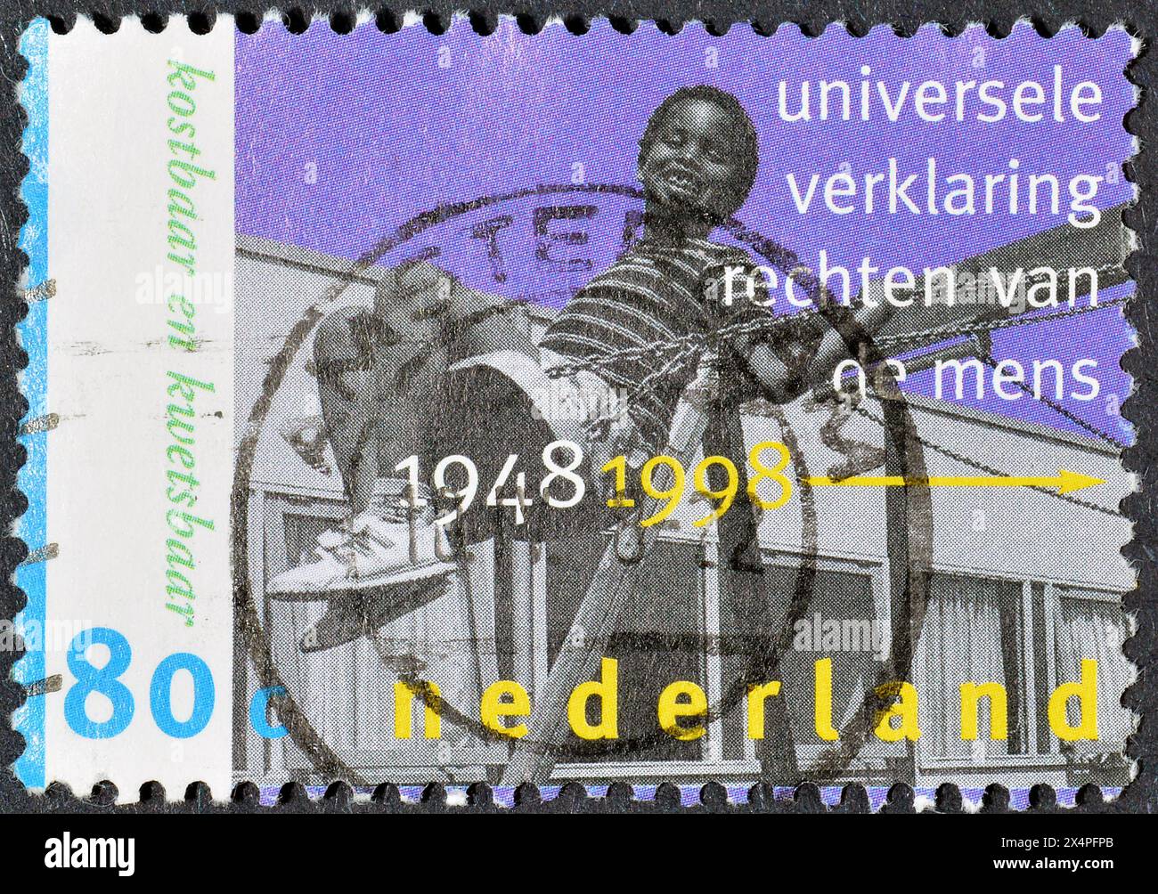Cancelled postage stamp printed by Netherlands, that celebrates 50th ...
