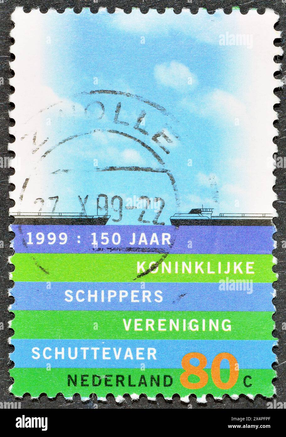 Cancelled postage stamp printed by Netherlands, that celebrates 150th ...