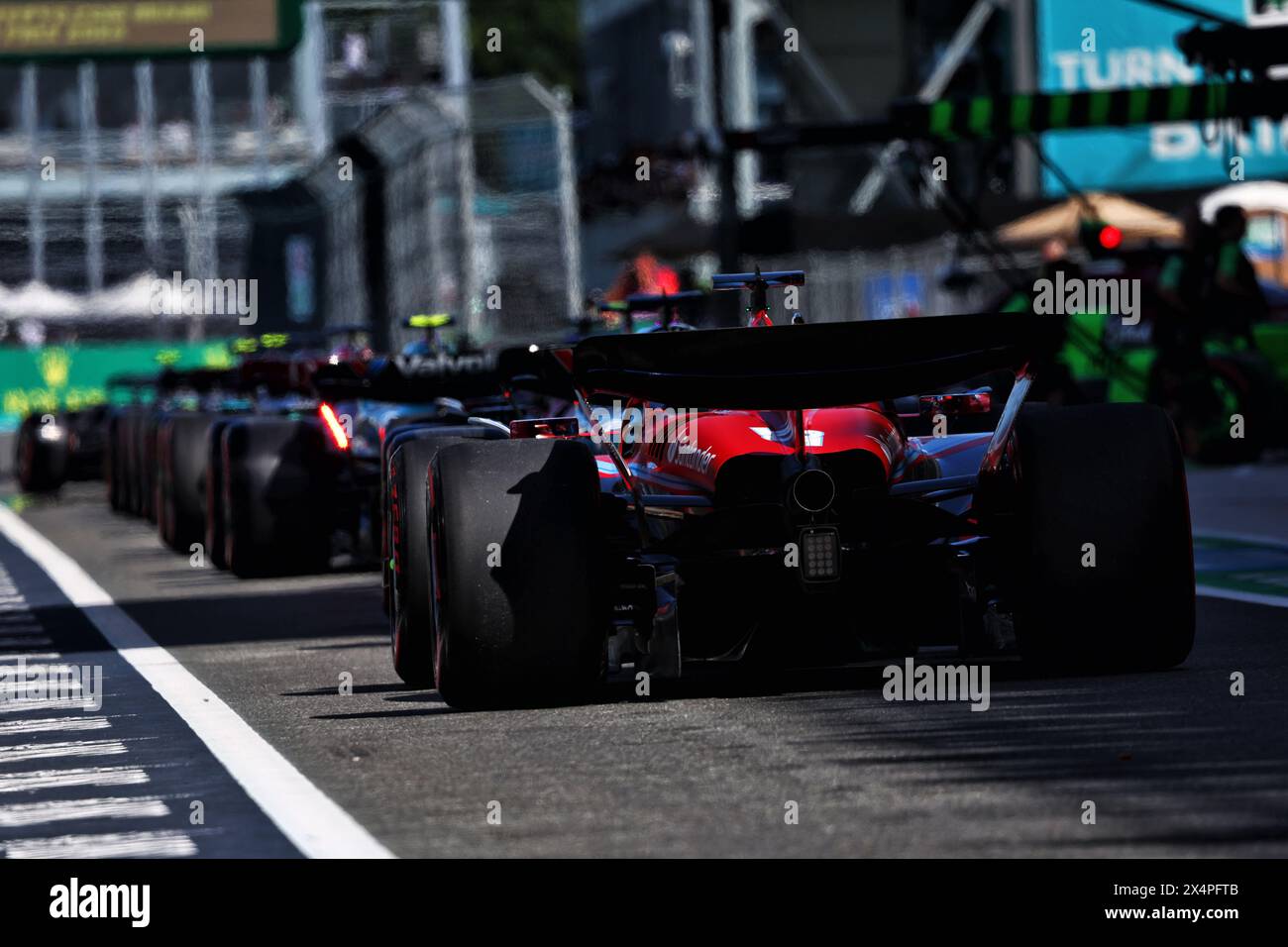 Miami, USA. 04th May, 2024. Charles Leclerc (MON) Ferrari SF-24 leaves ...