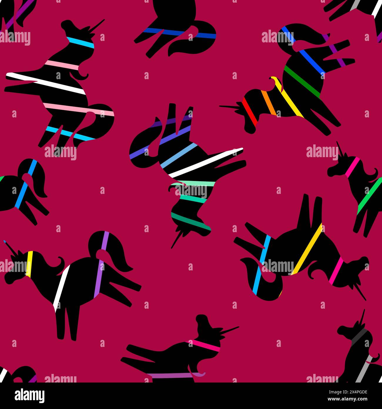 Cartoon lgbt flags seamless rainbow unicorn pattern for wrapping paper ...