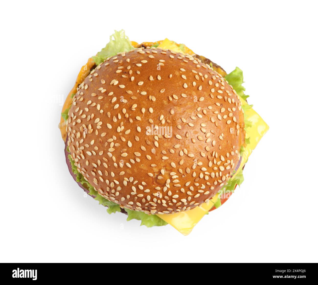 Burger top view lettuce Cut Out Stock Images & Pictures - Alamy