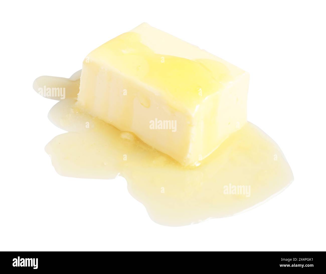 Piece of melting butter on white background Stock Photo - Alamy