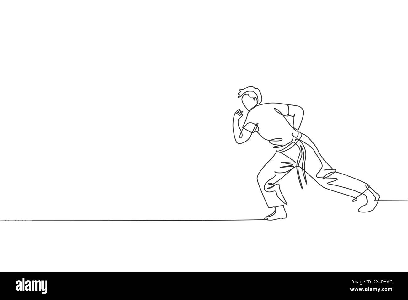 One continuous line drawing of young sporty Brazilian fighter man ...
