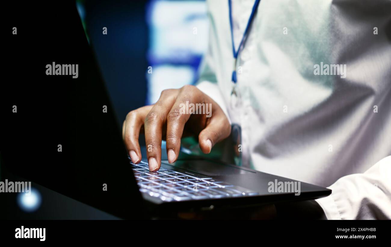 Computer Scientist Setting Up Server Room Advanced Firewalls Intrusion Detection Systems And