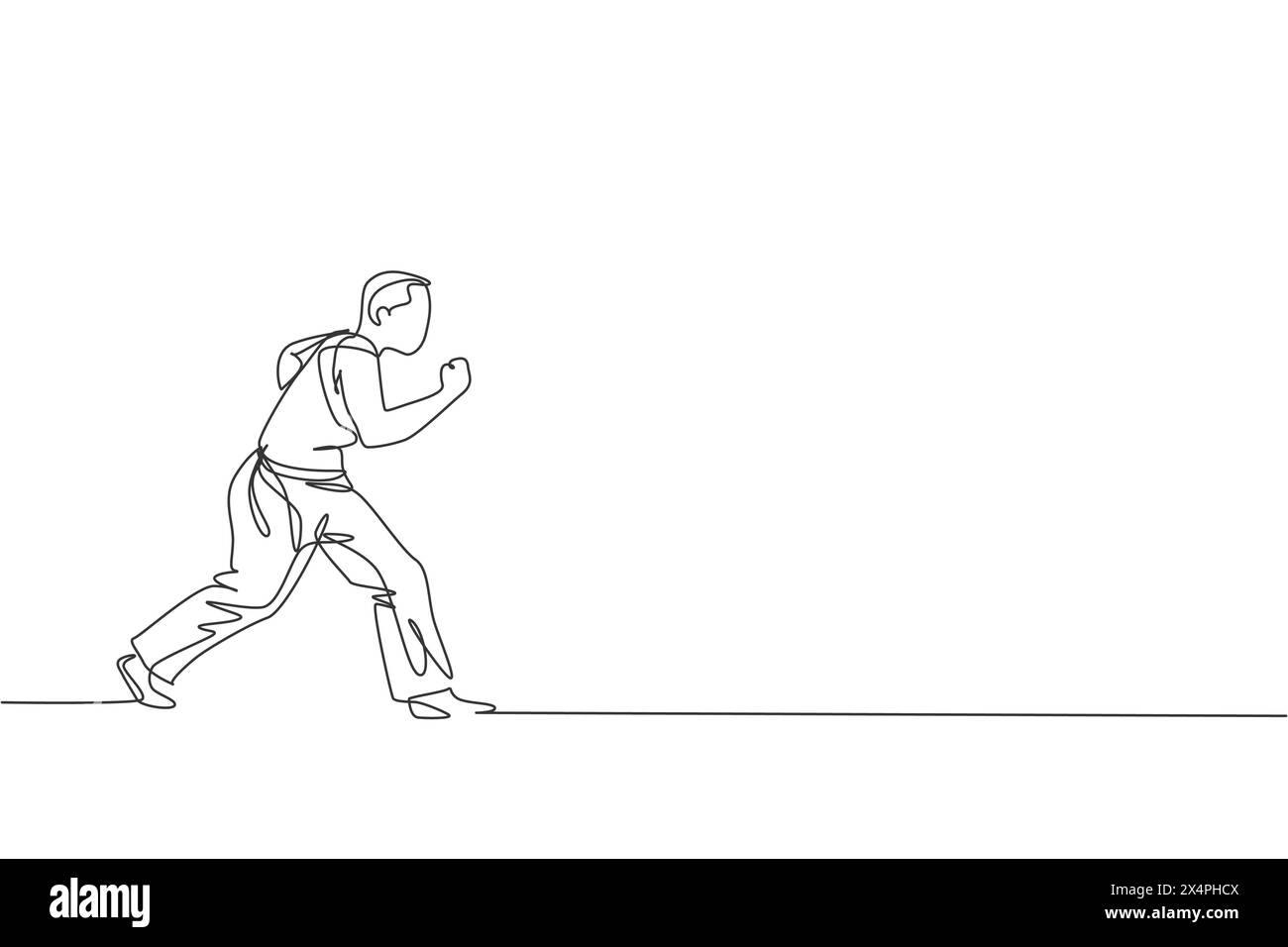 One continuous line drawing of young sporty Brazilian fighter man ...