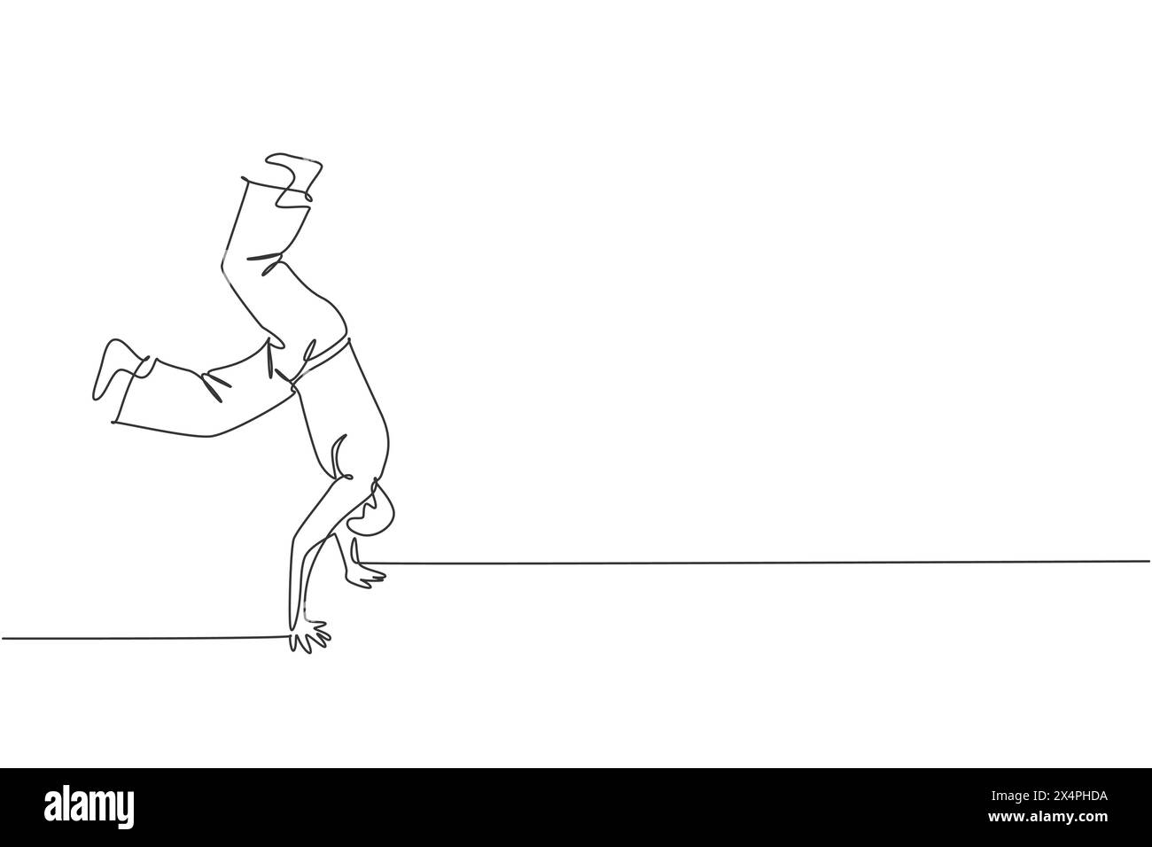 Single continuous line drawing of young sportive man practice Brazilian ...