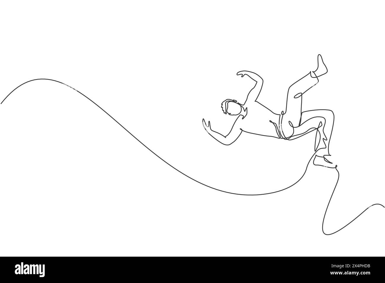 Single continuous line drawing of young sportive man practice Brazilian ...