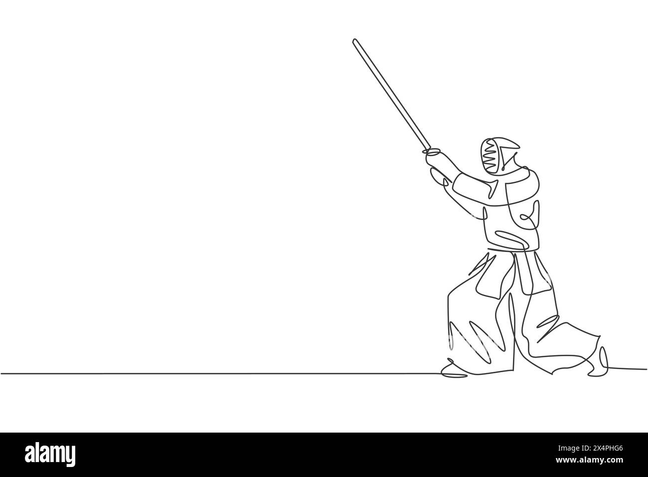 One continuous line drawing young sporty man train blocking enemy ...