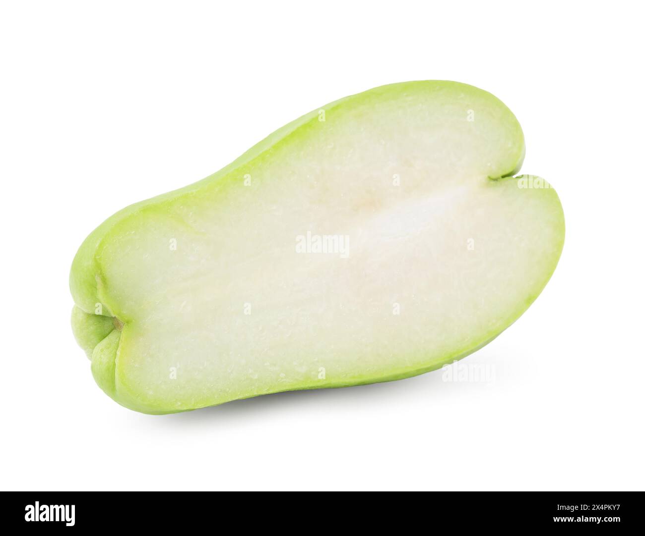 Half of fresh green chayote isolated on white Stock Photo - Alamy