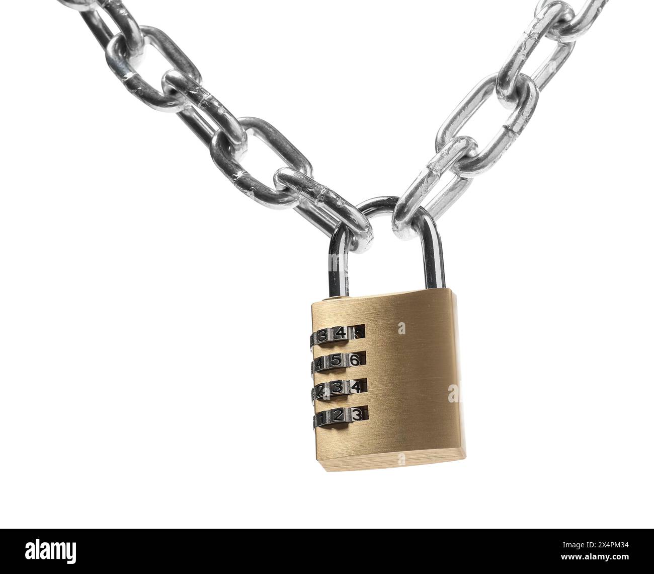 Steel combination padlock and chain isolated on white Stock Photo - Alamy