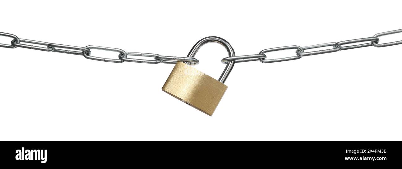 Steel padlock and chain isolated on white Stock Photo - Alamy