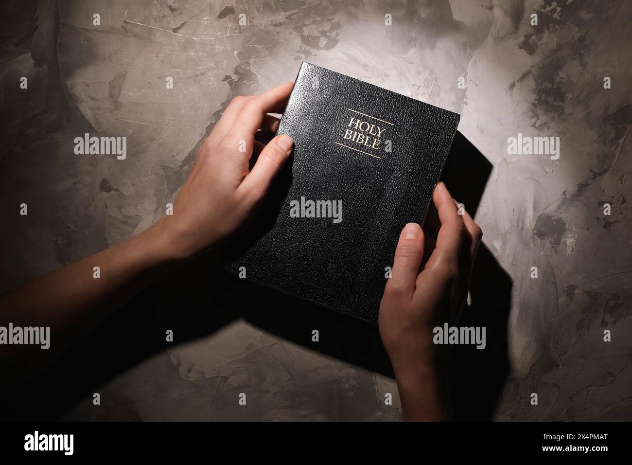 Top view woman praying hands hi-res stock photography and images - Alamy