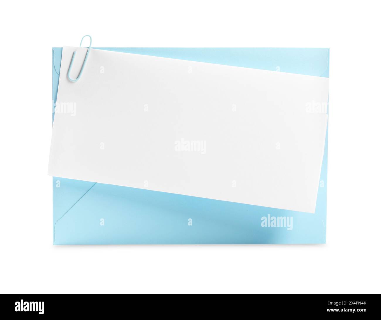 Blank card and letter envelope on white background Stock Photo - Alamy