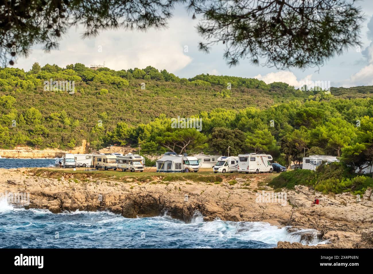 Aerial view motorhome parked hi-res stock photography and images - Alamy