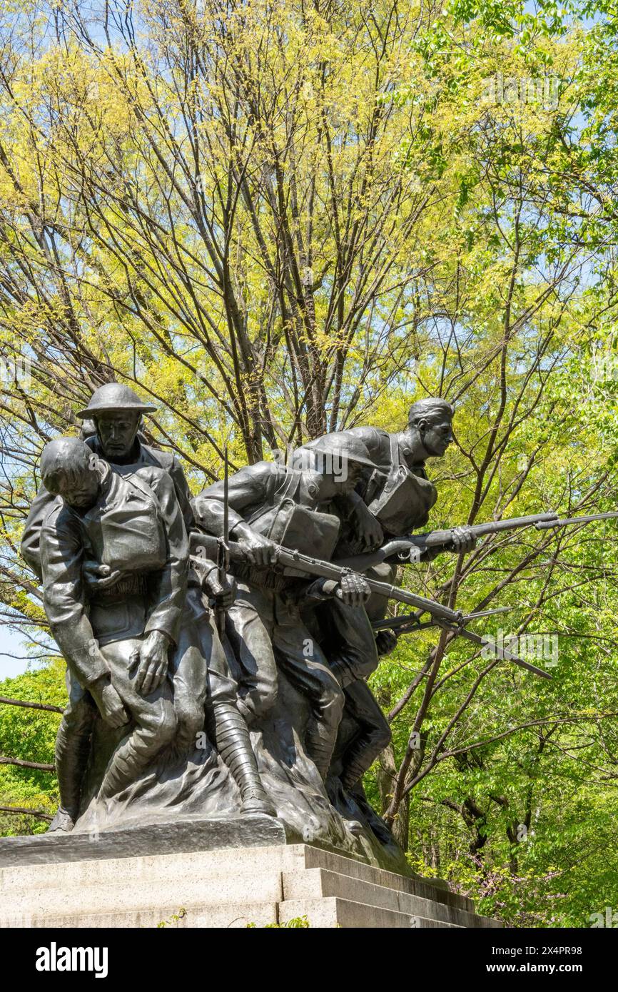 Military WWI Memorial Statue Commemorating the Doughboys of WWI, Central Park, NYC, USA, 2024 ...