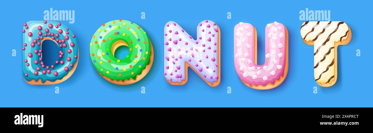Donut sign icing upper latters of donuts. Bakery sweet alphabet. Donut ...