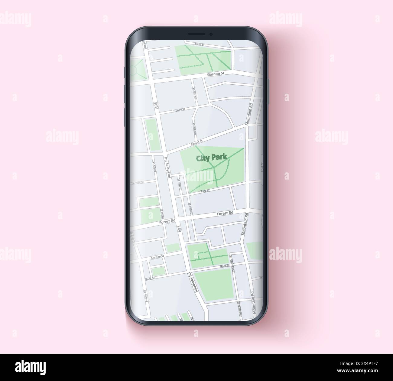 Example frameless model smartphone with map on screen. Smartphone ...