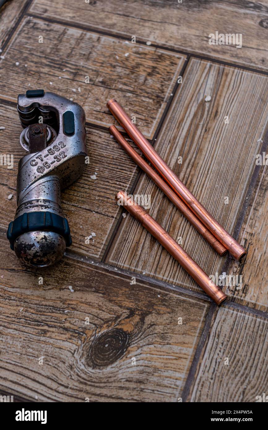 Pipe cutter of air conditioner tubes and tubes Lviv Ukraine 08.04.24 ...