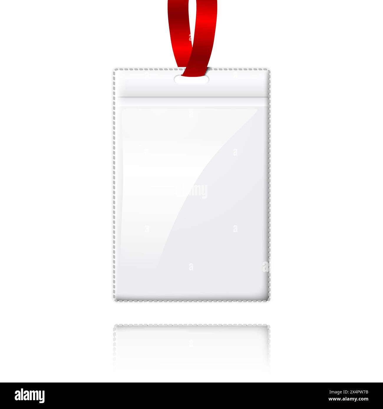 Blank realistic vector vertical badge holderwith bright light lace ...