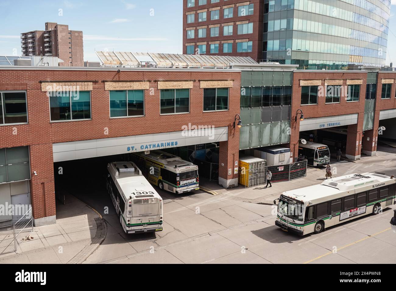 Niagara public transit bus terminal in St Catherines downtown Stock ...