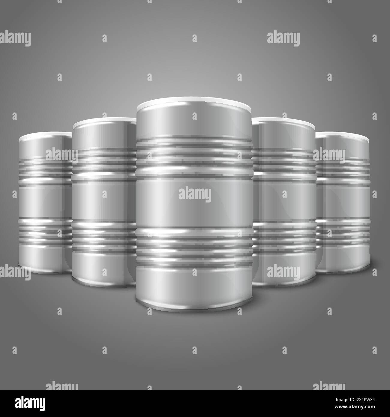 Blank vector realistic blank big oil barrels isolated on gray ...