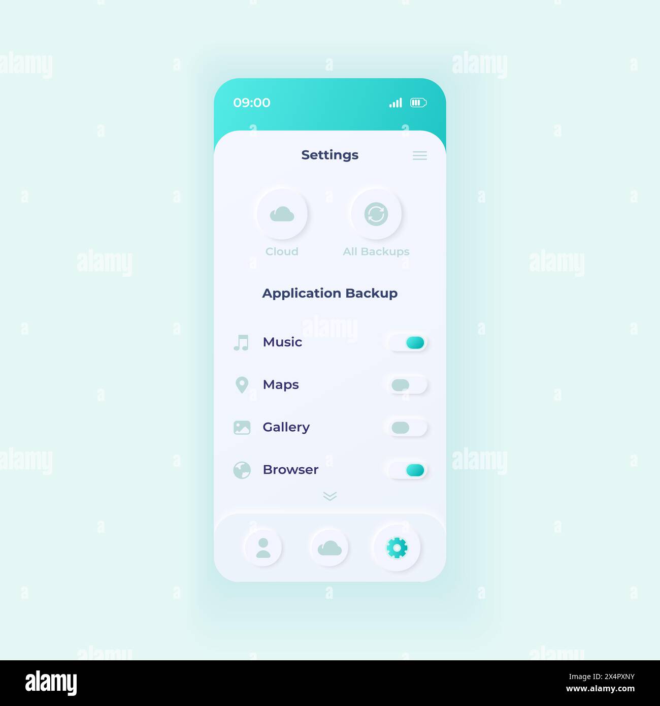 Backup application settings smartphone interface vector template ... Backup application settings smartphone interface vector template ...