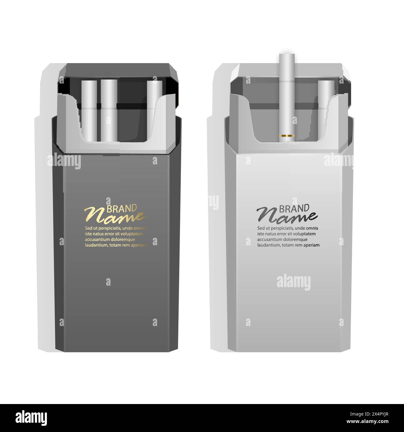 Realistic packs with light cigarettes, packs of white and black colors ...